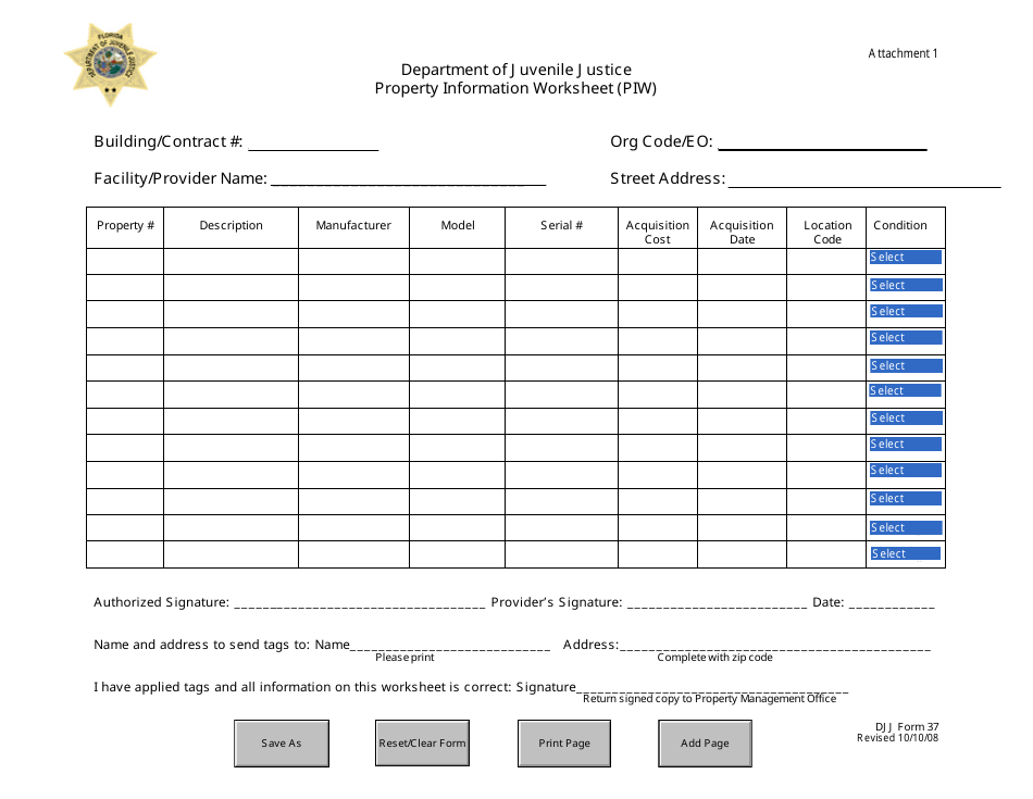 DJJ Form 37 Attachment 1 - Fill Out, Sign Online and Download Fillable ...
