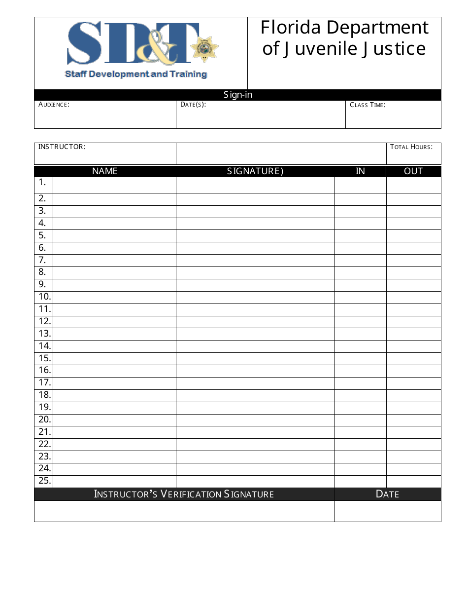 Florida Training Sign-In Log - Fill Out, Sign Online and Download PDF ...