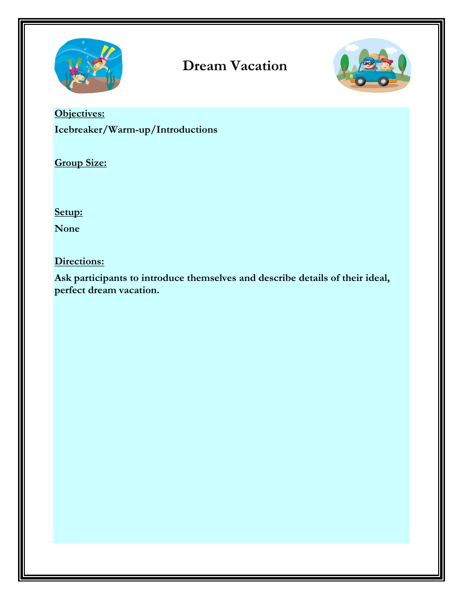 Florida Dream Vacation Worksheet - Fill Out, Sign Online and Download ...