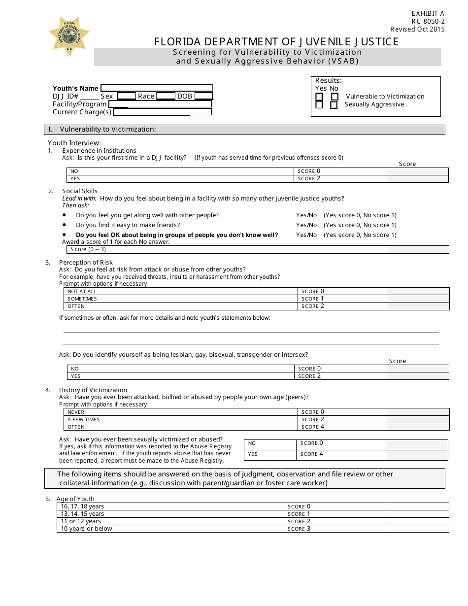 DJJ Form RC8050-2 - Fill Out, Sign Online and Download Fillable PDF ...