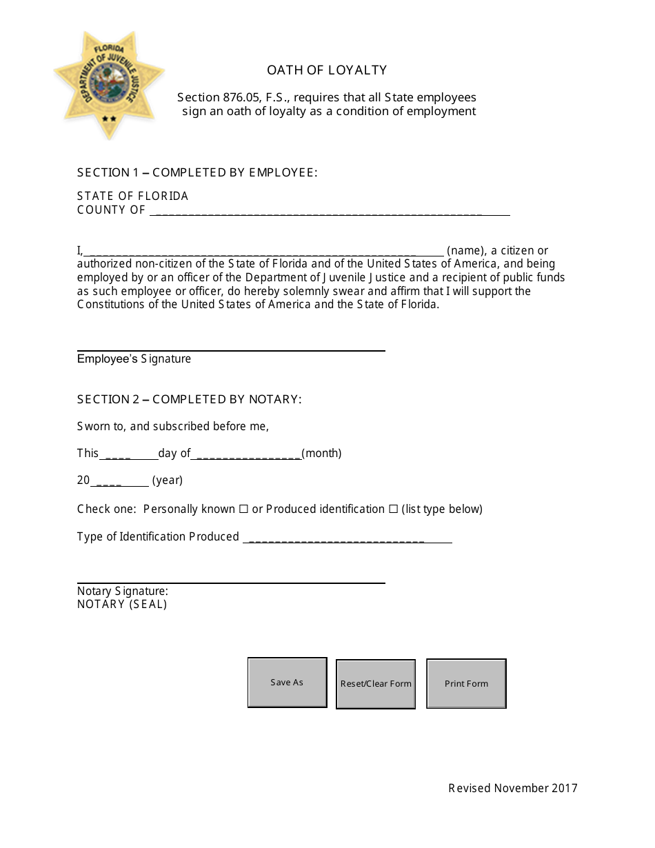 Florida Oath of Loyalty - Fill Out, Sign Online and Download PDF ...