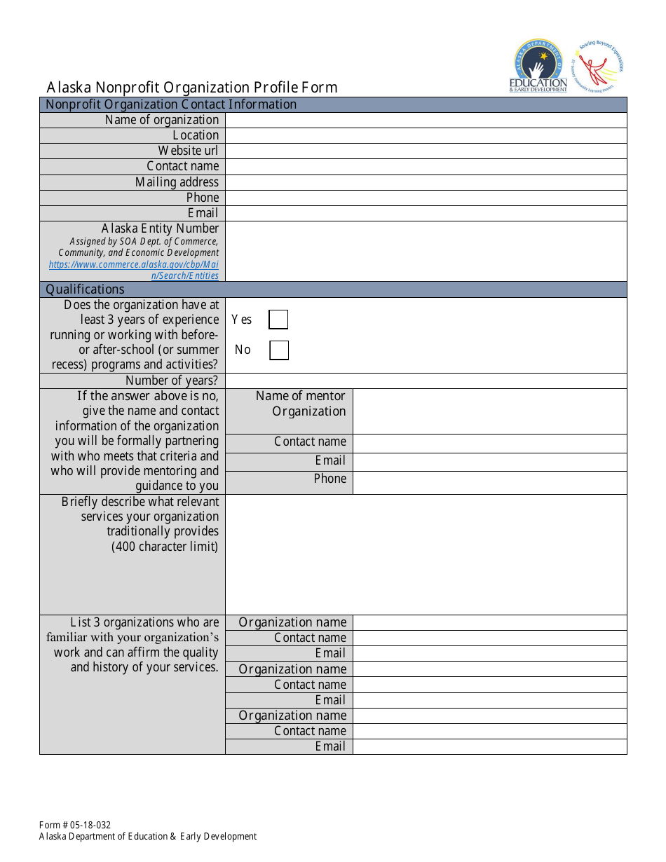Form 05-18-032 - Fill Out, Sign Online and Download Fillable PDF, Alaska | Templateroller