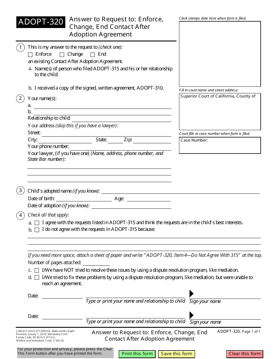 Form ADOPT-320 - Fill Out, Sign Online and Download Fillable PDF ...