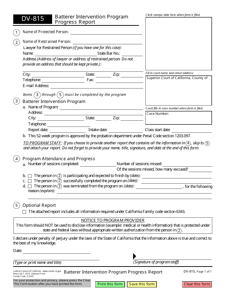 Form DV-815 - Fill Out, Sign Online and Download Fillable PDF ...