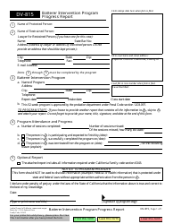 Form DV-815 Download Fillable PDF or Fill Online Batterer Intervention ...