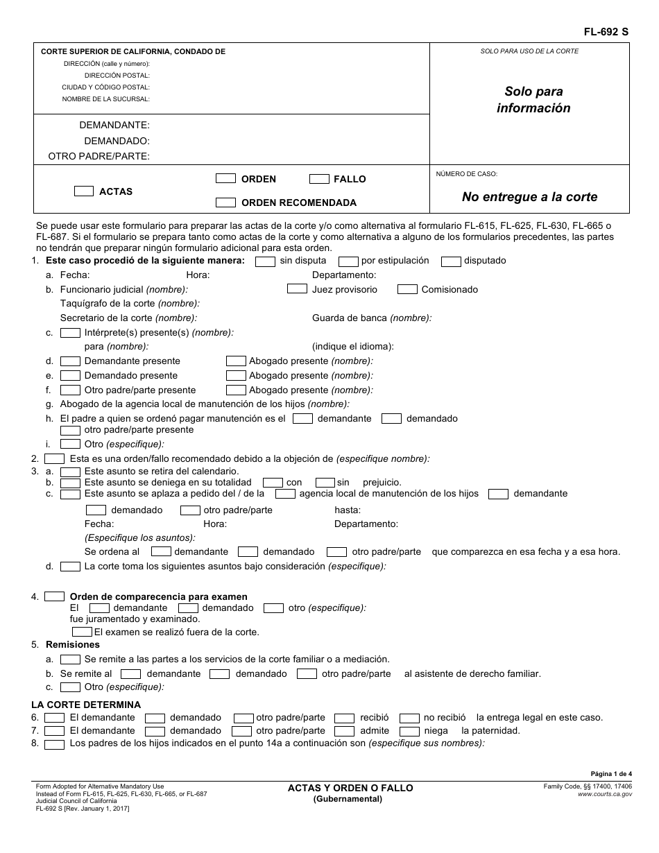 Formulario FL-692 S - Fill Out, Sign Online and Download Printable PDF ...