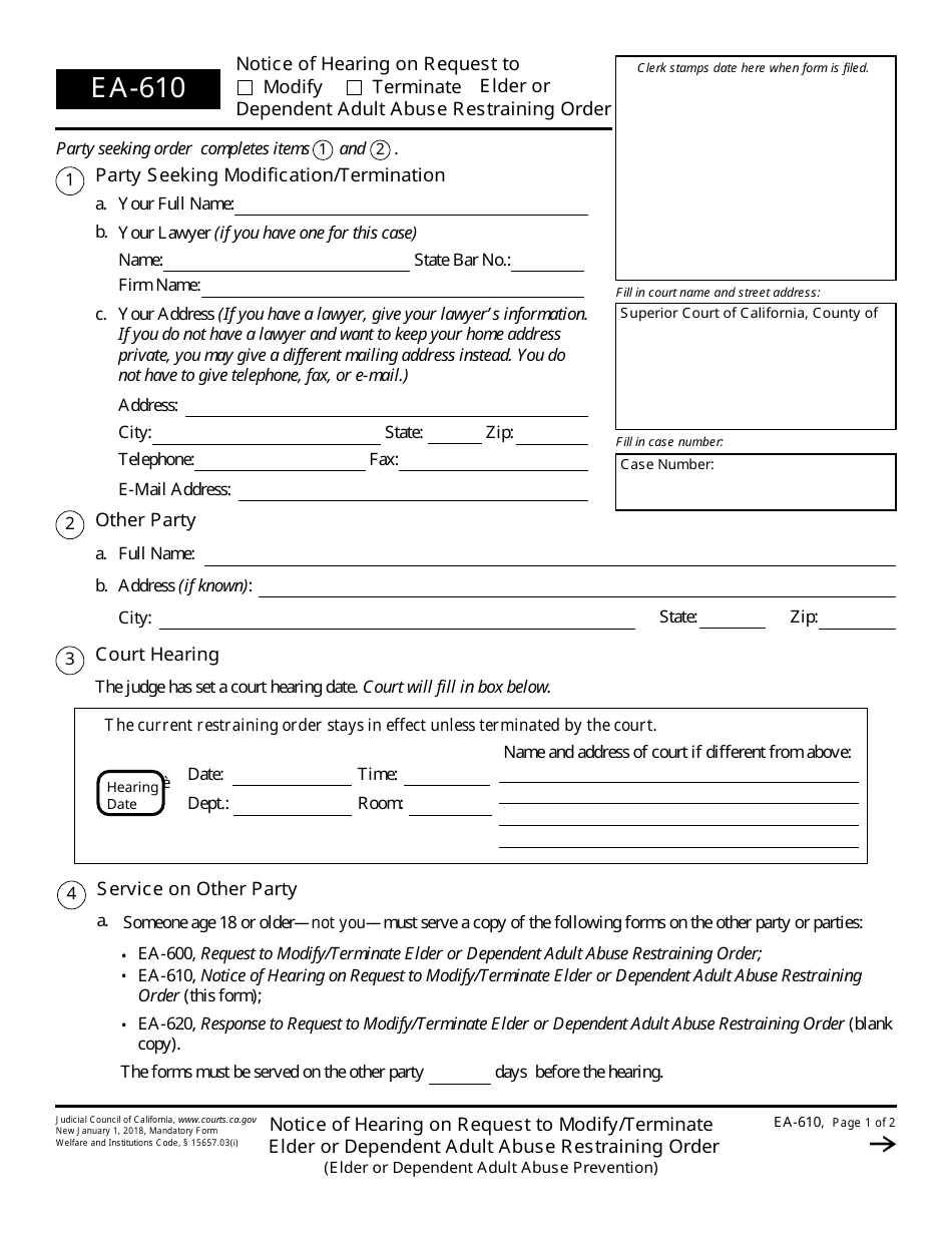Form EA-610 - Fill Out, Sign Online and Download Fillable PDF ...