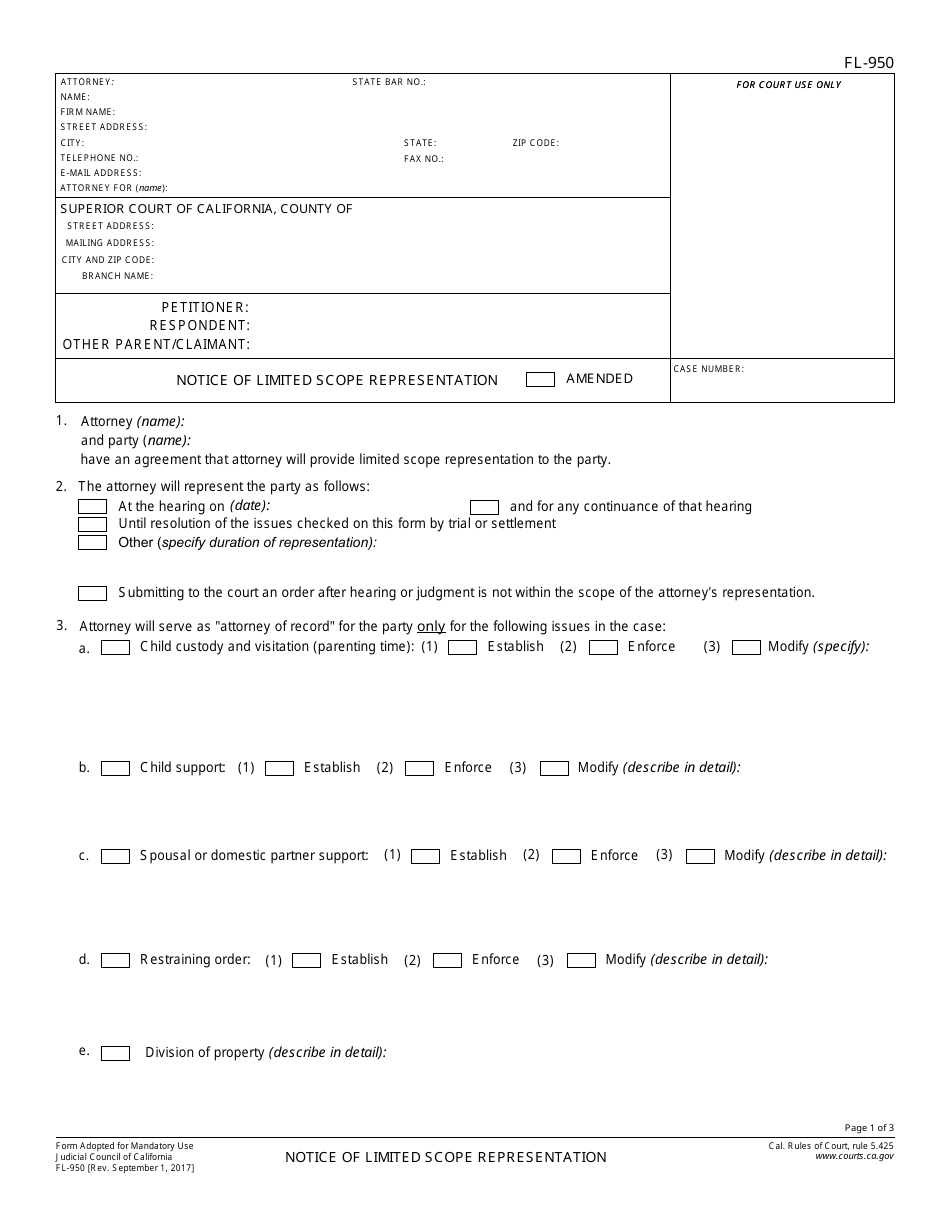 Form FL-950 - Fill Out, Sign Online and Download Fillable PDF ...