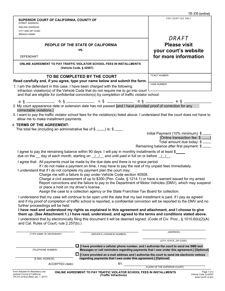 Form TR-310 (ONLINE) - Fill Out, Sign Online and Download Printable PDF ...