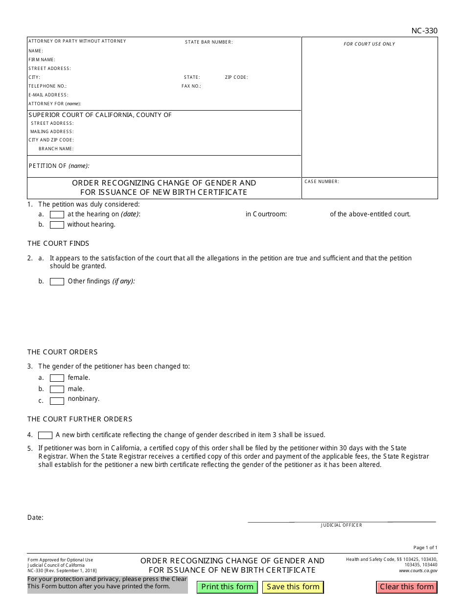Form NC-330 - Fill Out, Sign Online and Download Fillable PDF ...