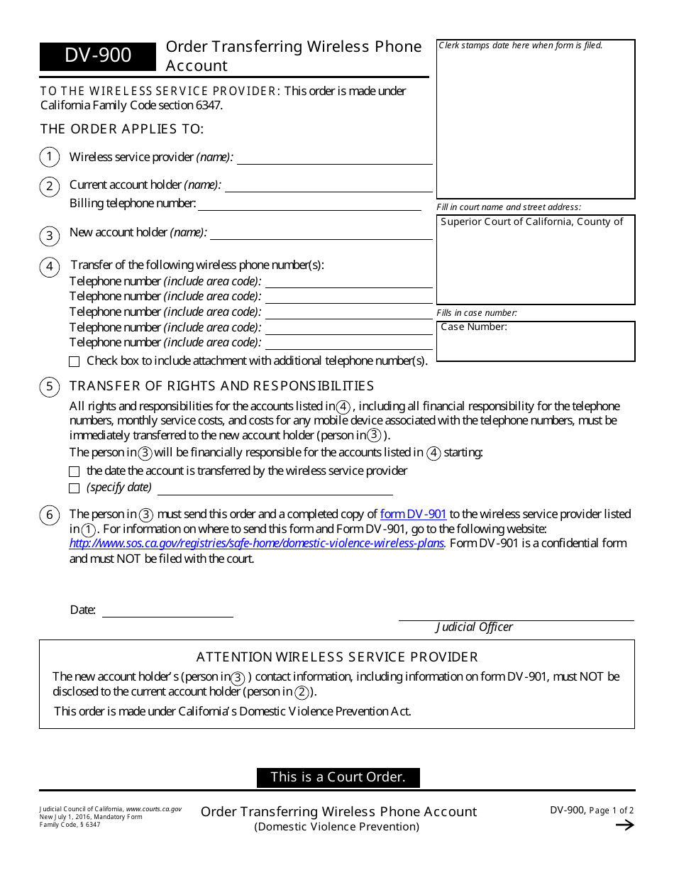 Form DV-900 - Fill Out, Sign Online and Download Fillable PDF ...