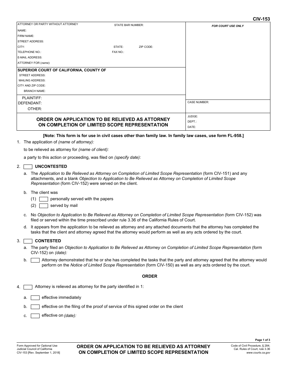 Form CIV-153 - Fill Out, Sign Online and Download Fillable PDF ...