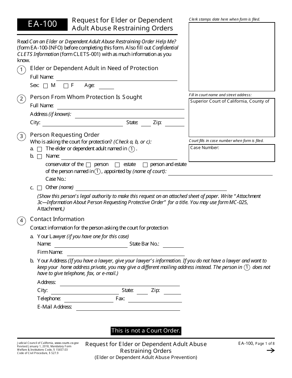 Form EA-100 - Fill Out, Sign Online and Download Fillable PDF ...