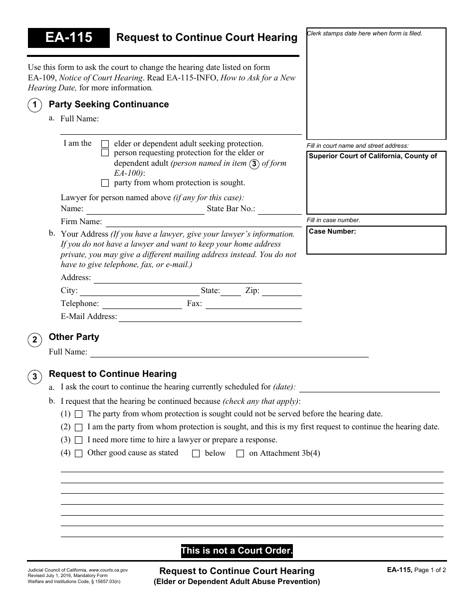 Form EA-115 - Fill Out, Sign Online and Download Fillable PDF ...