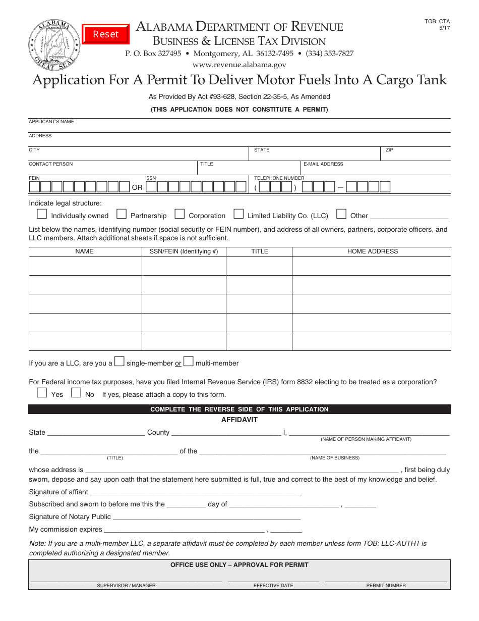 Form TOB: CTA - Fill Out, Sign Online and Download Fillable PDF ...