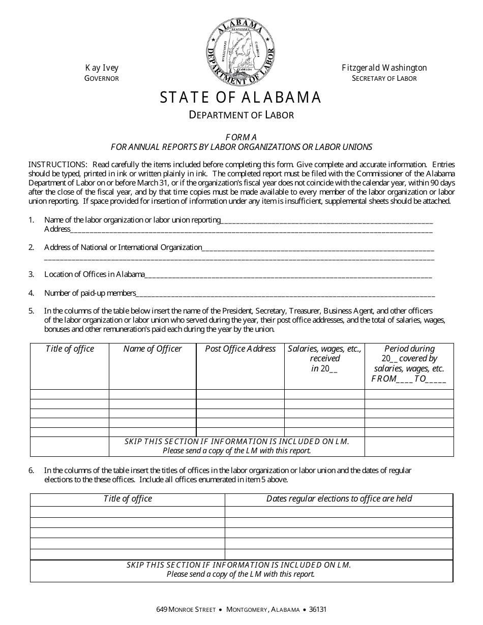 Form A - Fill Out, Sign Online and Download Printable PDF, Alabama ...