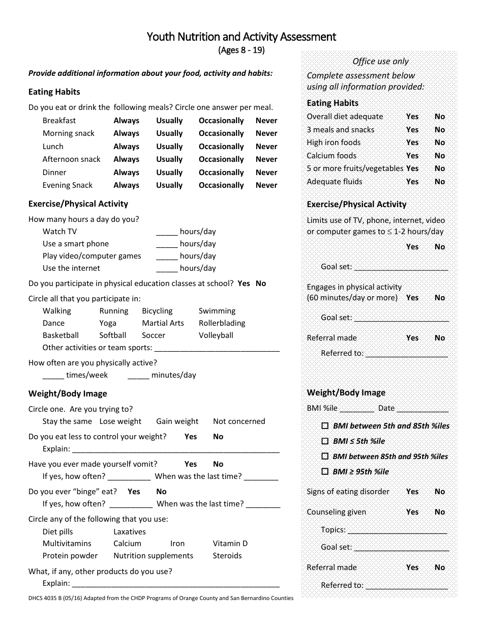 Form DHCS4035 B - Fill Out, Sign Online and Download Fillable PDF ...