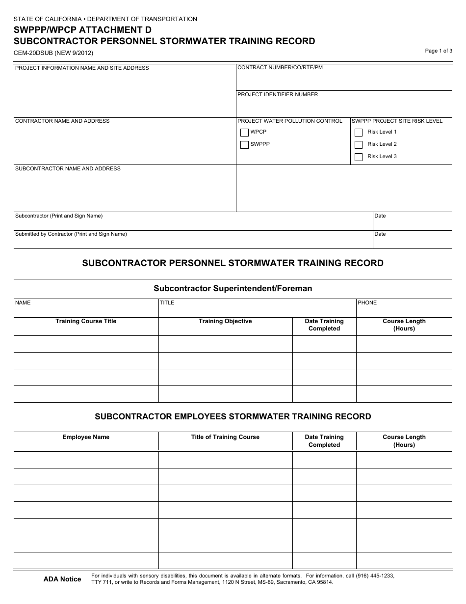 Form CEM-20DSUB - Fill Out, Sign Online and Download Fillable PDF ...