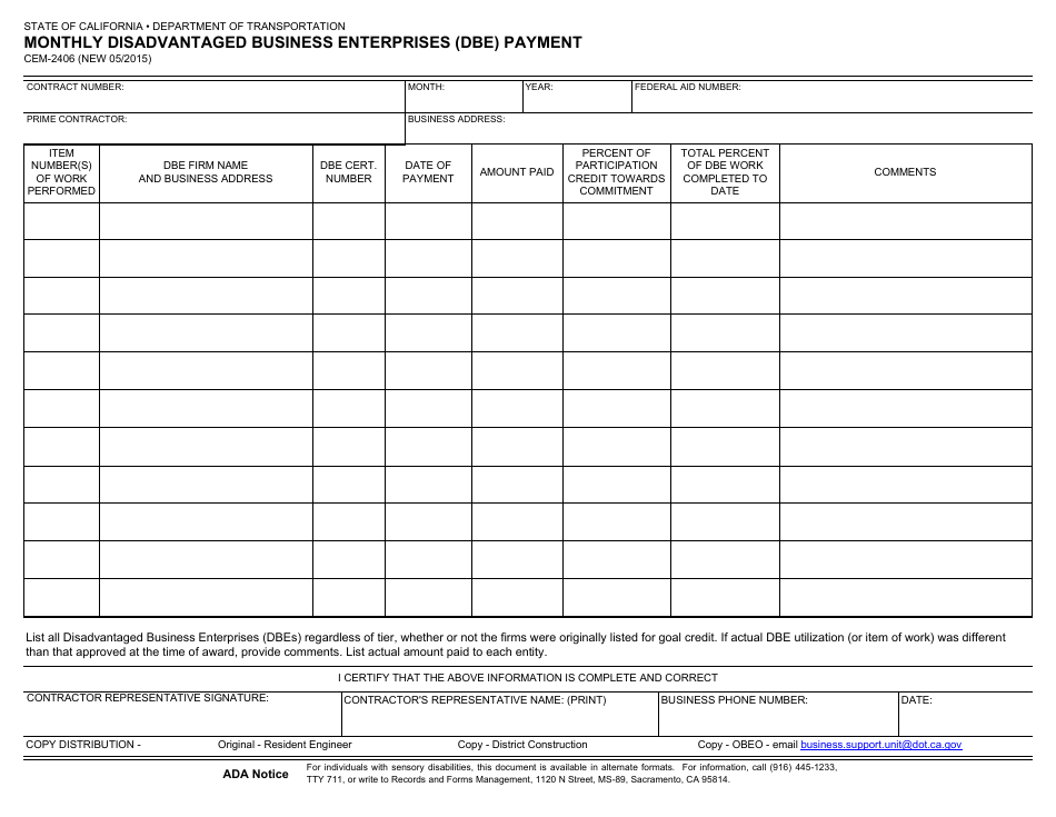 Form CEM-2406 - Fill Out, Sign Online and Download Fillable PDF ...