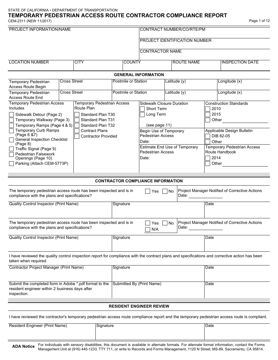 Form CEM-2311 - Fill Out, Sign Online and Download Fillable PDF ...