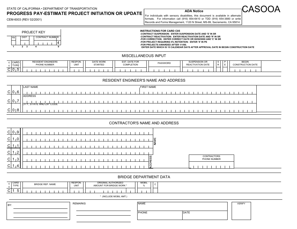 Form CEM-6003 - Fill Out, Sign Online and Download Fillable PDF ...