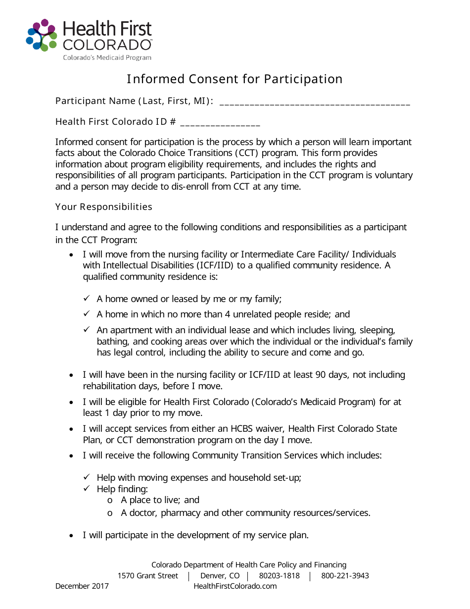 Colorado Informed Consent for Participation Form - Fill Out, Sign ...