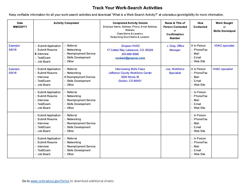Colorado Work-Search Log - Fill Out, Sign Online and Download PDF ...