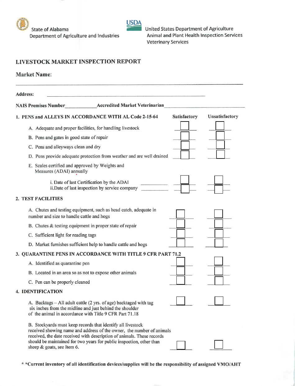 Alabama Livestock Market Inspection Report - Fill Out, Sign Online and ...