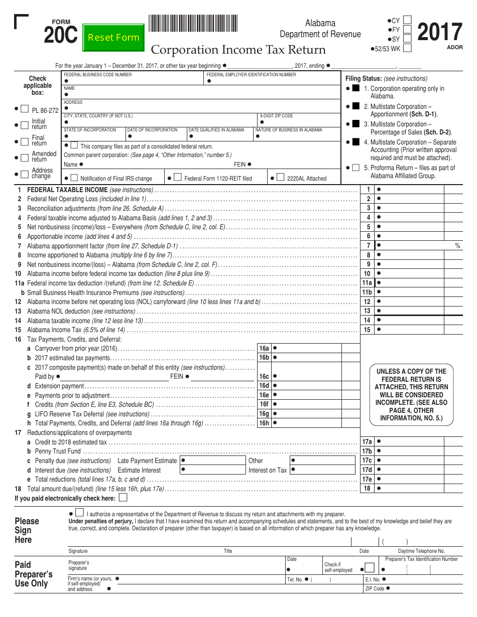 Form 20C - 2017 - Fill Out, Sign Online and Download Fillable PDF ...