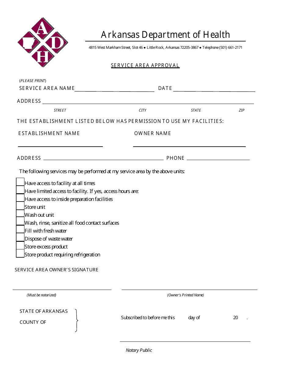 Arkansas Service Area Approval Form - Fill Out, Sign Online and ...
