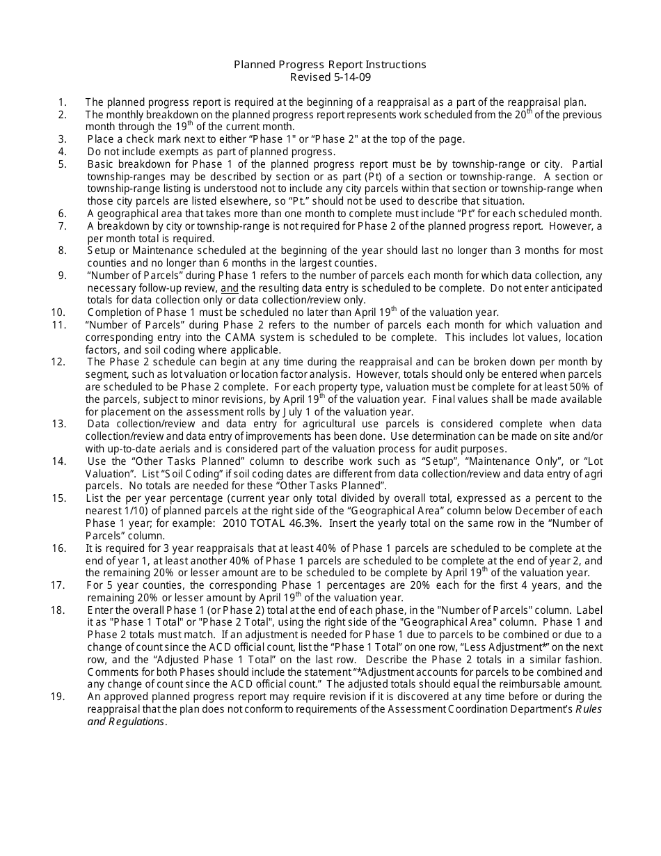 Download Instructions for Planned Progress Report PDF | Templateroller