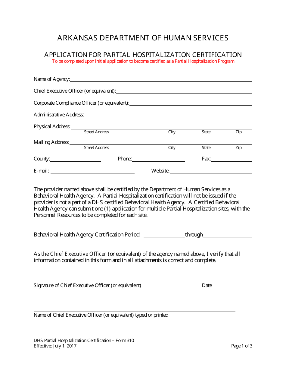 Form 310 - Fill Out, Sign Online and Download Printable PDF, Arkansas ...