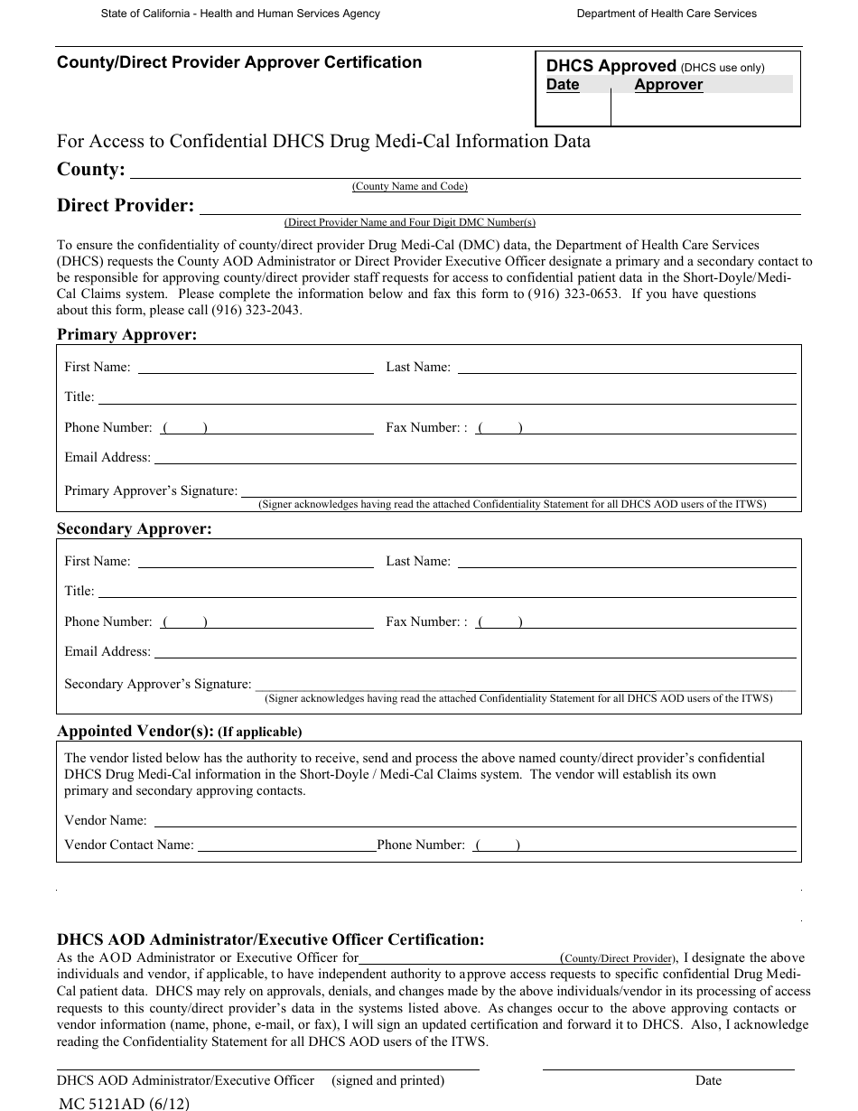 Form MC5121AD - Fill Out, Sign Online and Download Fillable PDF, California | Templateroller