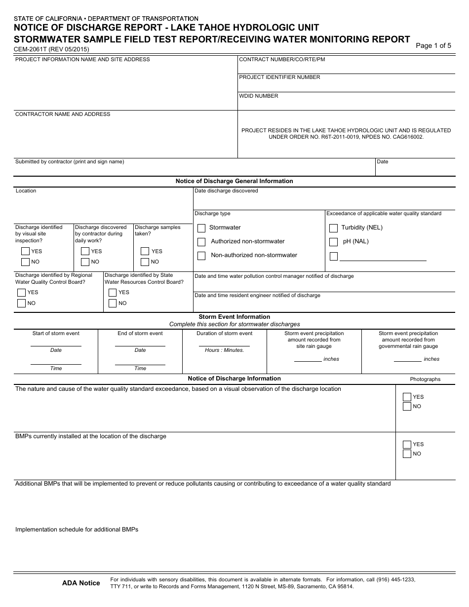 Form CEM-2061T - Fill Out, Sign Online and Download Fillable PDF ...