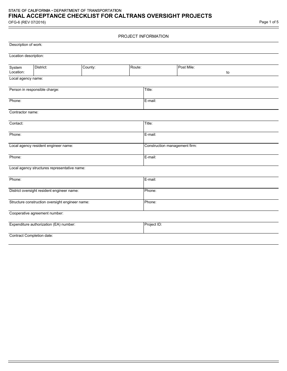 Form OFG-6 - Fill Out, Sign Online and Download Fillable PDF, California | Templateroller