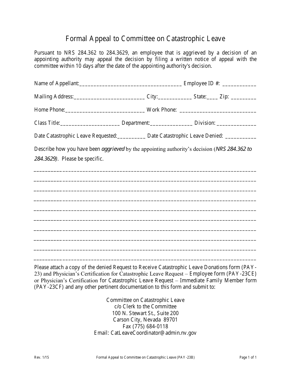 Form PAY-23B - Fill Out, Sign Online and Download Printable PDF, Nevada ...