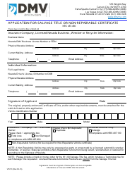 Form VP213 Download Fillable PDF or Fill Online Application for Salvage ...