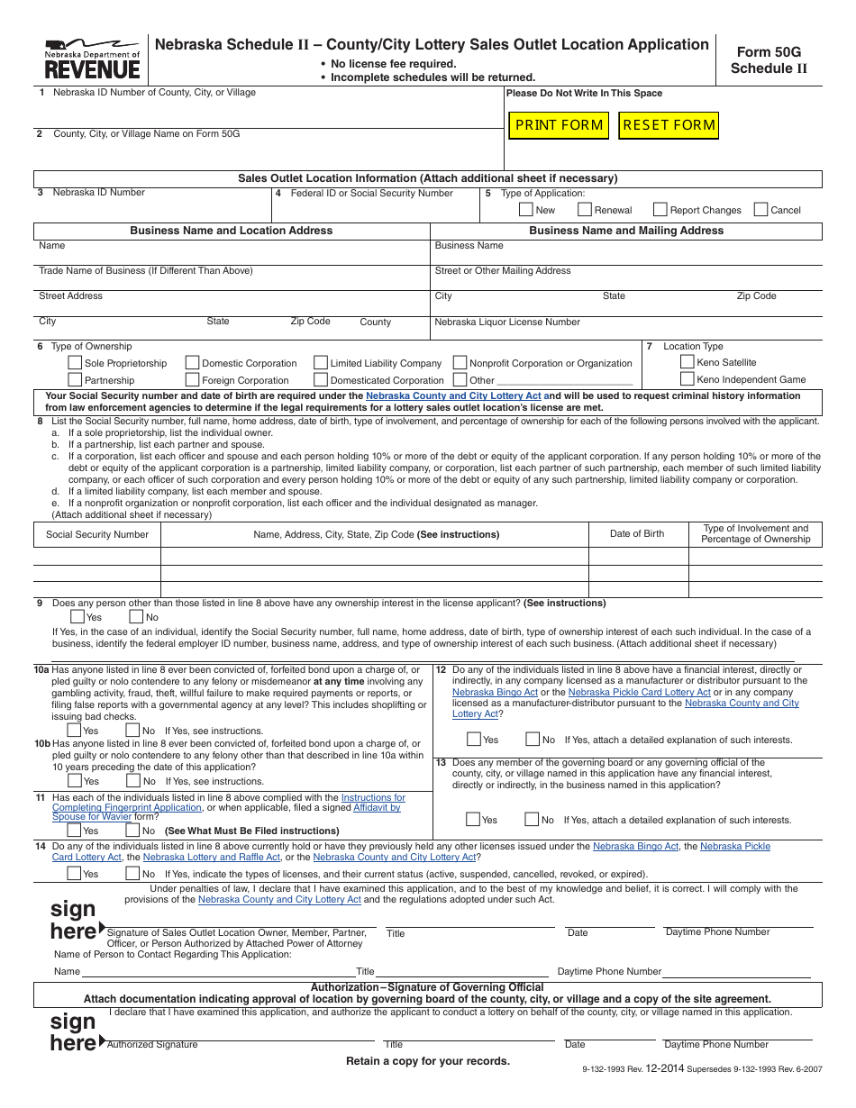 Form 50G Schedule II - Fill Out, Sign Online and Download Fillable PDF ...