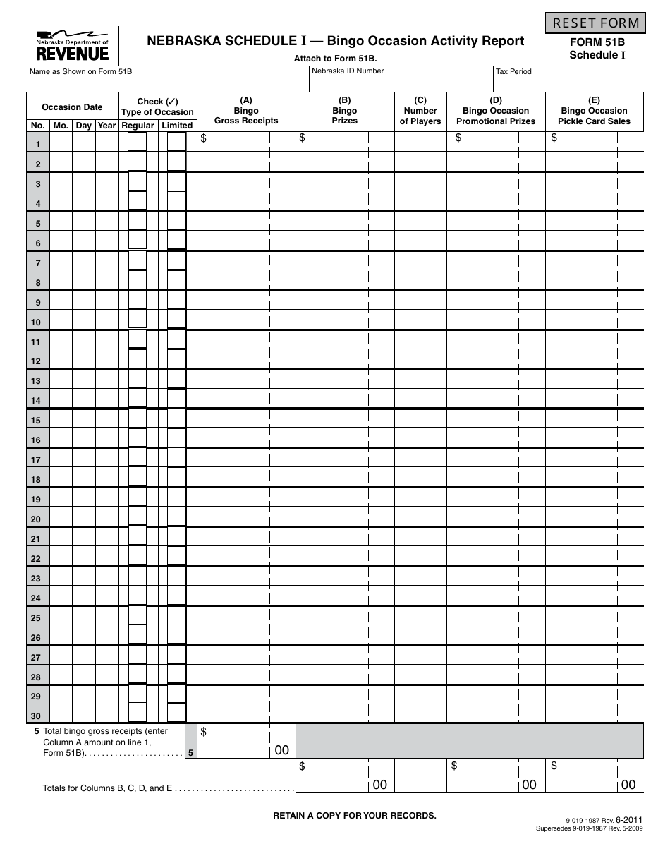 Form 51B Schedule I - Fill Out, Sign Online and Download Fillable PDF ...