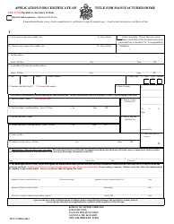 Form MVT-2 MH Download Fillable PDF or Fill Online Application for Certificate of Title for ...
