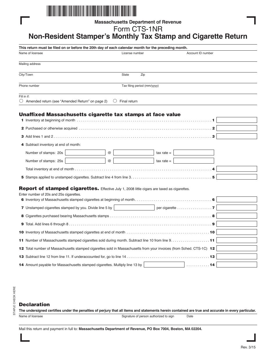 Form CTS-1NR - Fill Out, Sign Online and Download Printable PDF ...