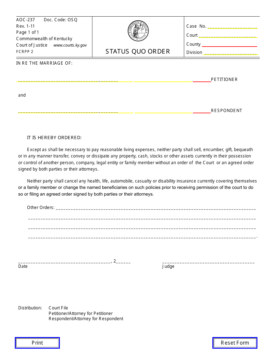 Form AOC-237 - Fill Out, Sign Online and Download Fillable PDF ...