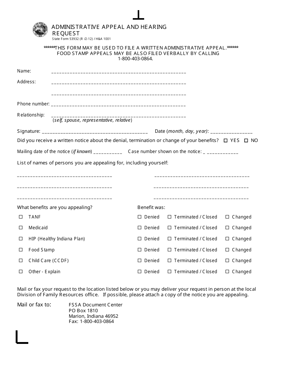 State Form 53932 - Fill Out, Sign Online and Download Printable PDF ...