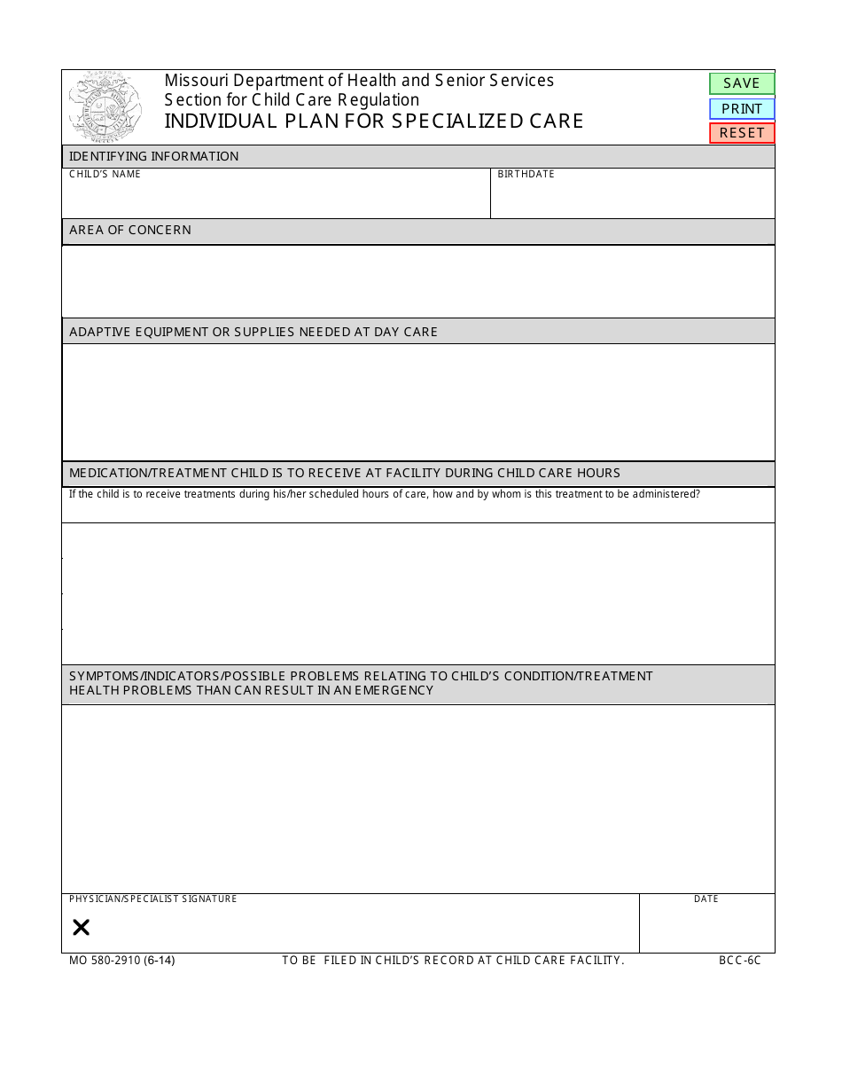 Form MO580-2910 - Fill Out, Sign Online and Download Fillable PDF ...