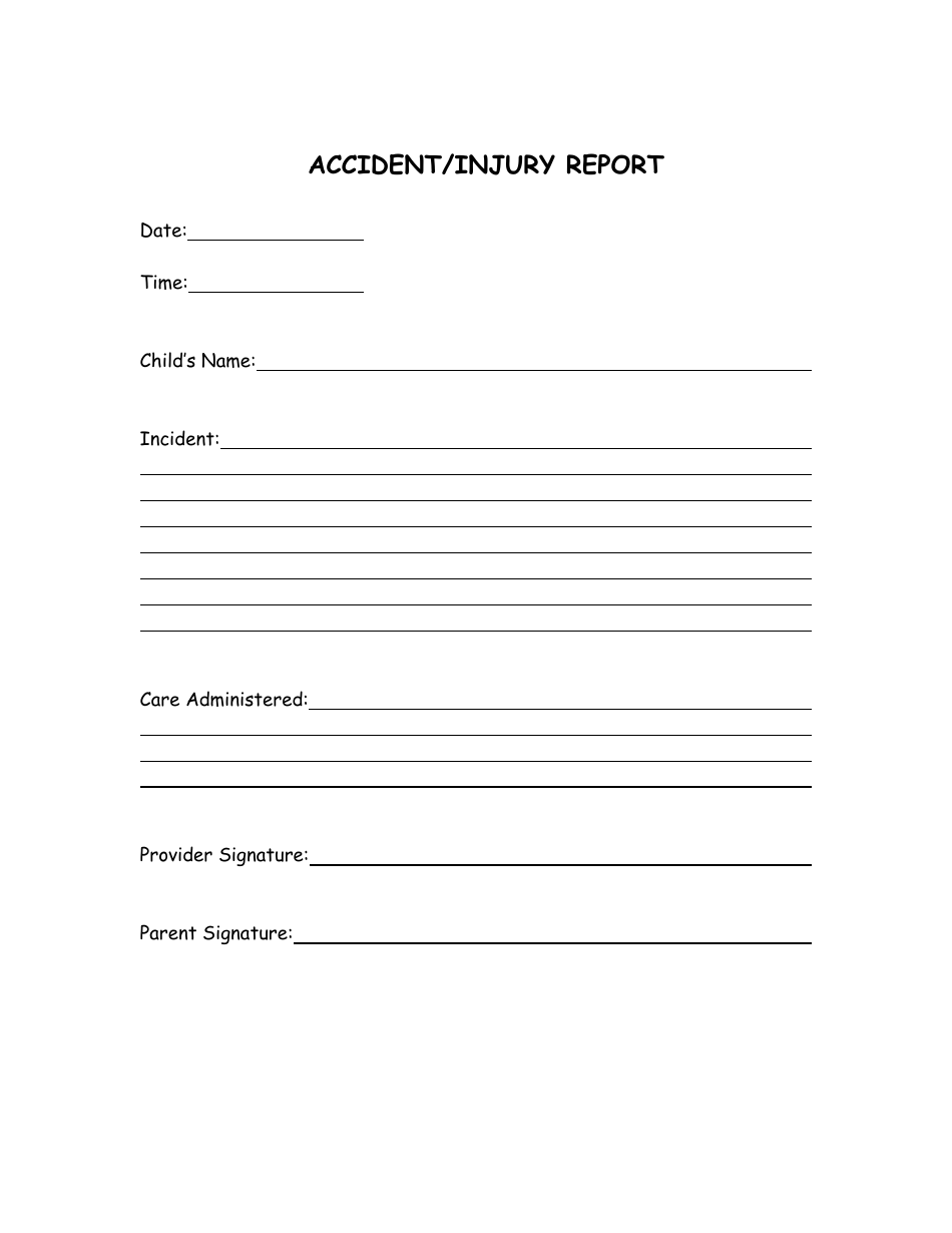 Accident/Injury Report - Fill Out, Sign Online and Download PDF | Templateroller
