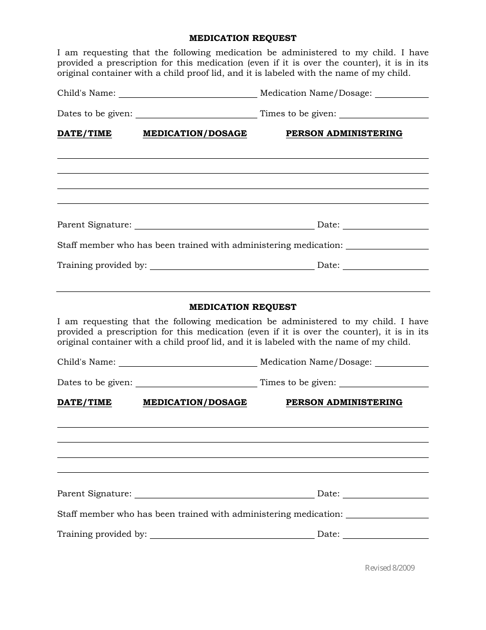 Nevada Medication Request - Fill Out, Sign Online and Download PDF ...