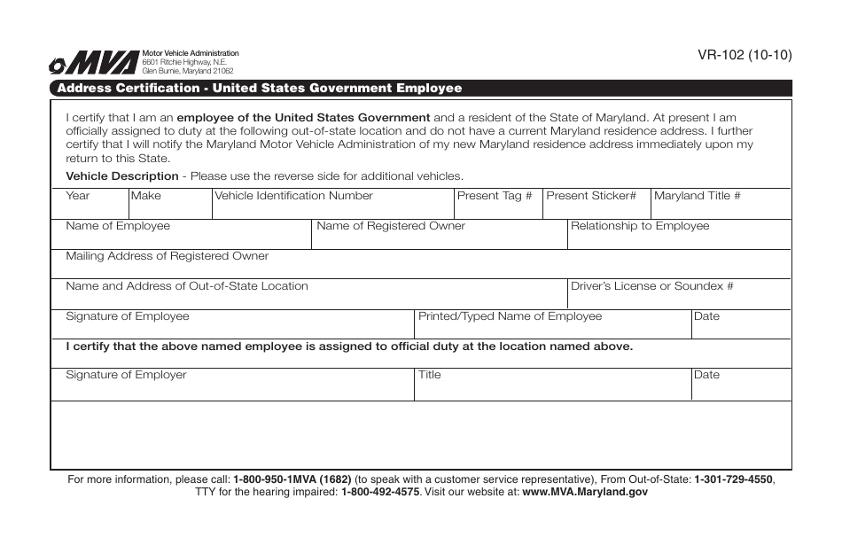 Form VR-102 - Fill Out, Sign Online and Download Printable PDF ...