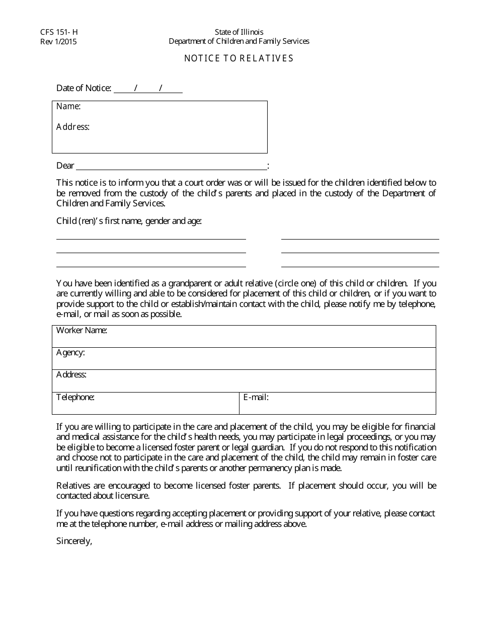 Form CFS151-H - Fill Out, Sign Online and Download Fillable PDF ...