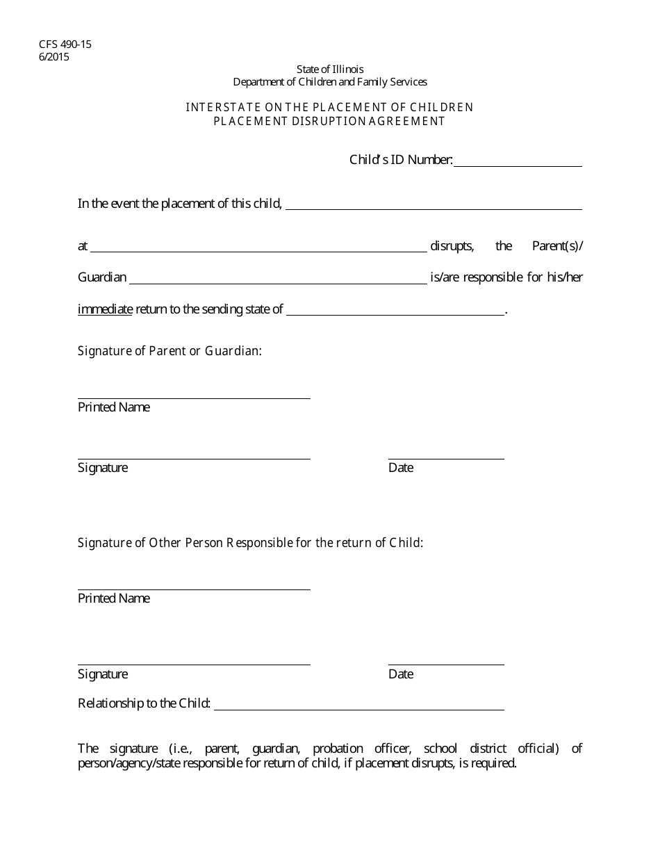 Form CFS490-15 - Fill Out, Sign Online and Download Fillable PDF ...