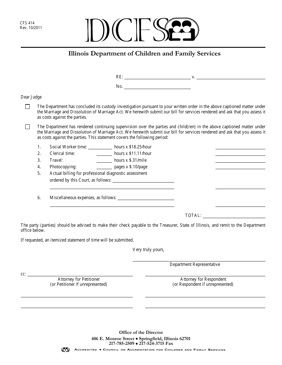 Form CFS414 - Fill Out, Sign Online and Download Fillable PDF, Illinois ...